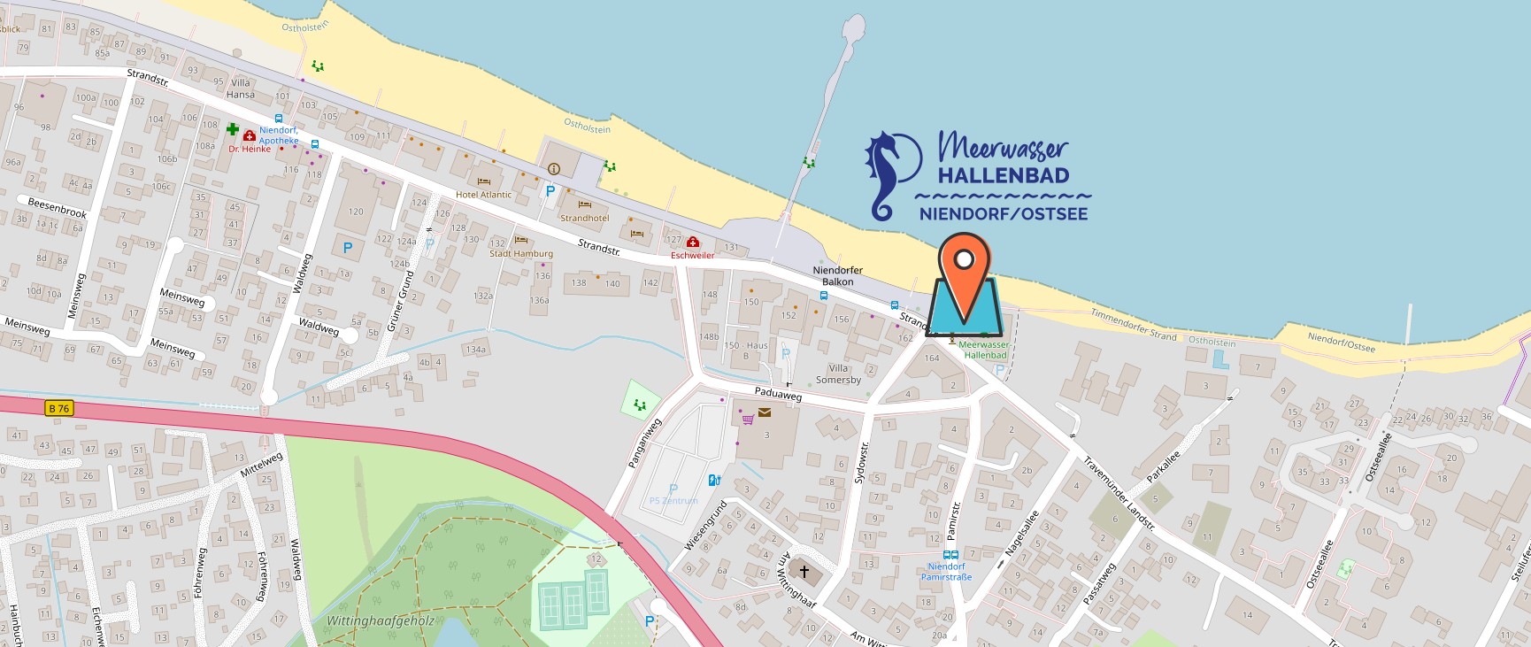 Meerwasserhallenbad Niendorf/Ostsee – mit Blick auf die Ostsee